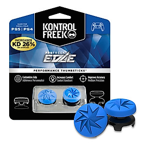 KontrolFreek FPS Freek Edge for PlayStation 4 (PS4) and PlayStation 5 (PS5) | Performance Thumbsticks | 1 High-Rise Convex, 1 Low-Rise Convex | Blue