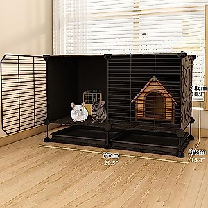 Small Animal Cage, Rabbit Cage Small Cage Chinchilla Cage Metal Pet Cage with Removable Tray, Ferret Cage, Chinchilla Cage Grid Spacing1.5cm/0.6" for Small Pets, Guinea Pigs, Bunny,Chinchilla (Color