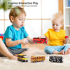 HONGTUO Bus Toys for Toddlers 1:48 with Lights Singing die-Casting Toy car Preschool Children boy Girl Toy car 3-5, 7 Years Old…