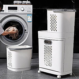 Laundry Sorter, 3 Bag Laundry Hamper Sorter with Rolling Heavy Duty Casters, Laundry Organizer Cart for Clothes Storage, Bathroom Shelf