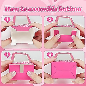 Dripykiaa Pink Doll Party Favor Boxes 24 Pack Doll Props Hot Pink Gift Box Goodie Bag Candy Treat Boxes Pink Birthday Bachelorette Party Decorations Supplies For Girls Women