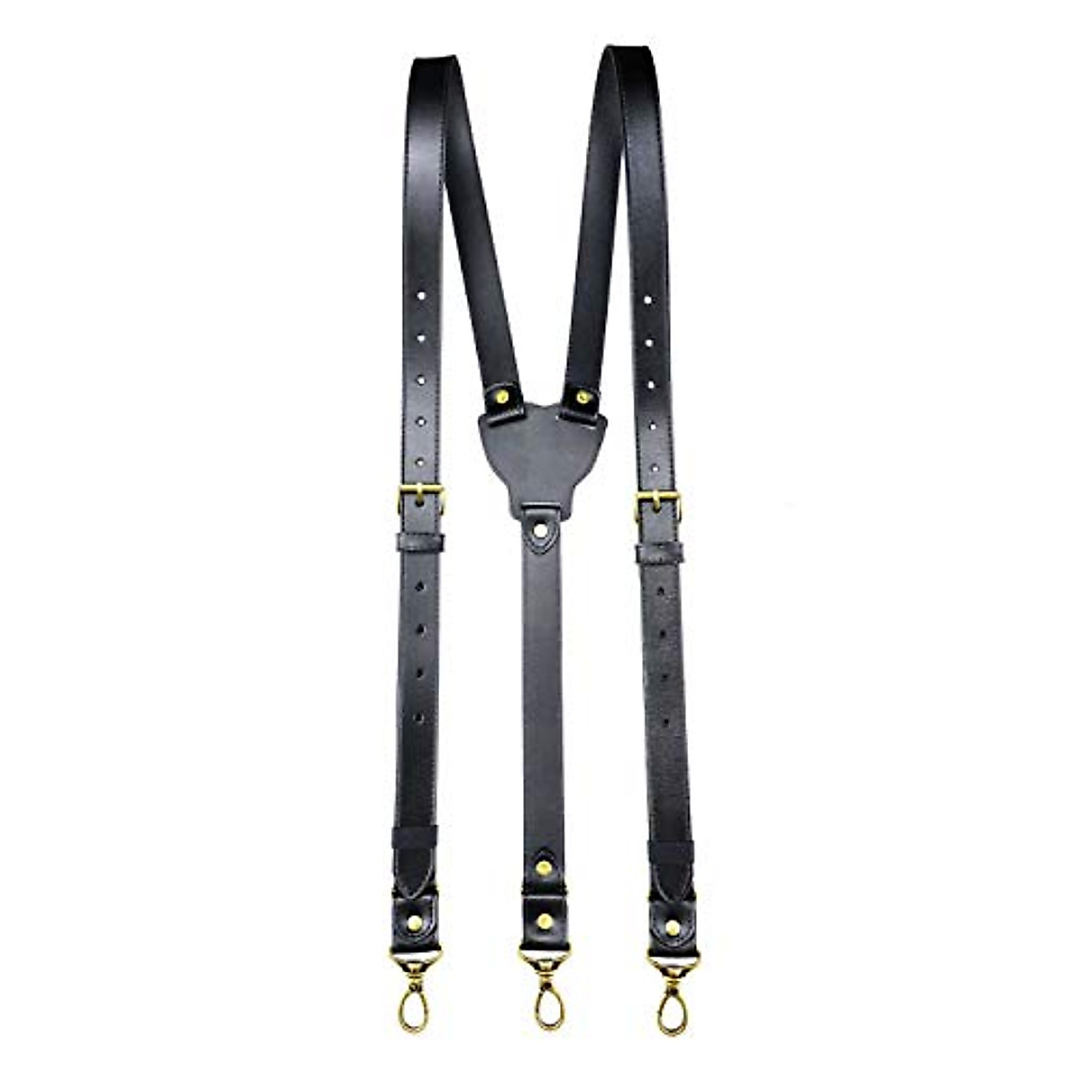 Rowmanlin Mens Suspenders with Snap Hooks on Belt Loops Genuine Cowhide Leather Adjustable Tuxedo Wedding for Gifts