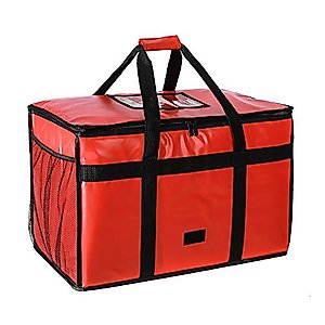 Insulated Pizza Carrier Bag for Food delivery -Foldable Heavy Duty Food Warmer Grocery Bag for Camping Catering Restaurants with Mesh Pockets
