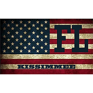 (x3) 2x3 inch Stickers | Reflective Kissimmee FL Florida Osceola County Vintage US Flag Sticker Graphic - Construction Toolbox, Hardhat, Lunchbox, Helmet, Mechanic, Luggage