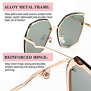 S.NOTIO Polygon Sunglasses for Women Fashion Designer Style Gradient octagon UV400 Geometric Lens Metal Frame Oversized (Grey)