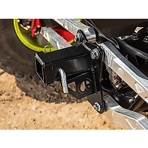 SuperATV Black Rear Receiver Hitch for 2022+ Polaris RZR Pro R/Pro R 4 - Fits Standard 2" Attachments | 3/16" Heavy-Duty Steel | Cotter & Hinge Pins | Access Hole to Change Rear Differential Oil