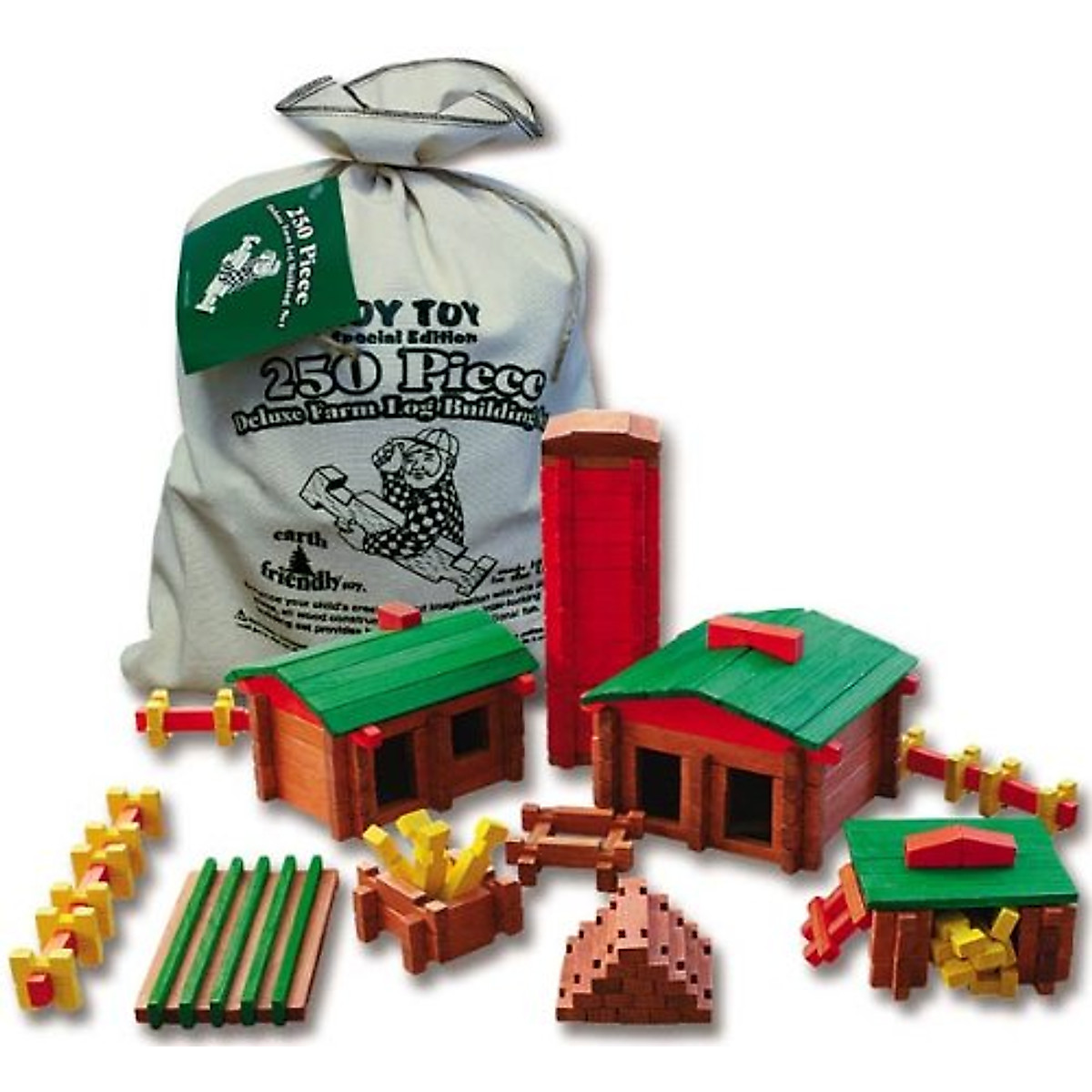 ROY TOY Deluxe Farm Building Set, 250 pcs, Made in The USA! Ages 3 & UP