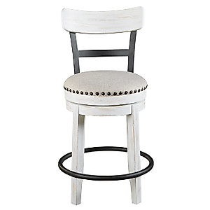 Signature Design by Ashley Valebeck 24" Modern Swivel Counter Height Barstool, Whitewash
