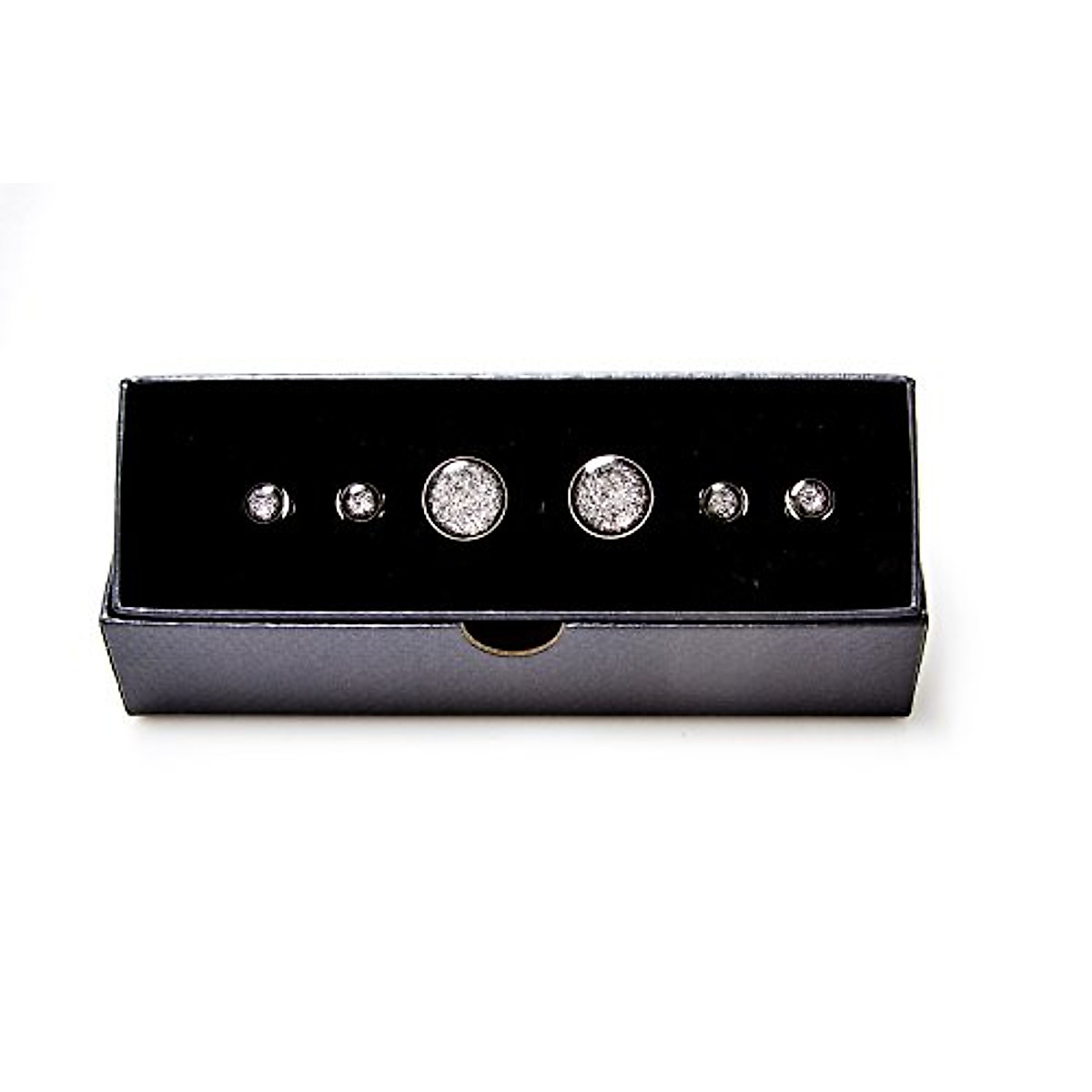 MRCUFF Black Diamond Dust Formal Set Tuxedo Cufflinks & Studs Set in a Presentation Gift Box & Polishing Cloth