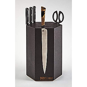 360 Knife Block MAX (Black) - magnetic, rotating, knife block - NOW holds 20+ knives w/top slots and 12" blade capacity