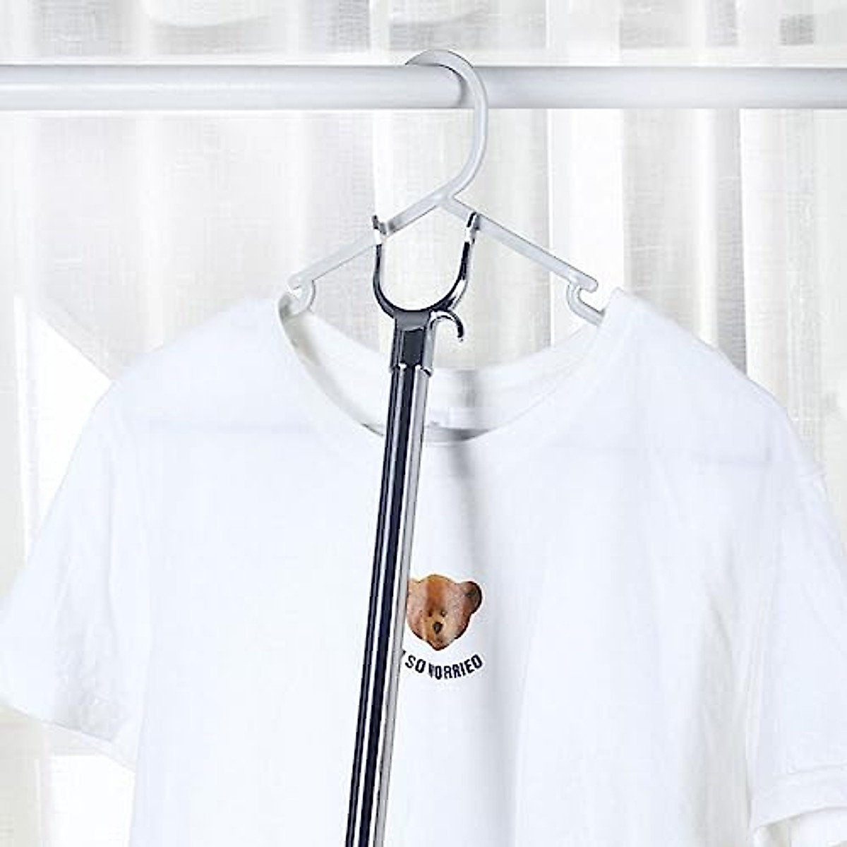 2pcs Clothes Pole Clothing Hook Pole Retractable Long Pole Clothes Drying Stick Washing line Prop extendable Reaching Stick Reach Closet Pole Aluminum Clothes Fork Household