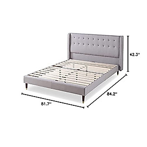 ZINUS Benton Upholstered Platform Bed Frame with Wingback Headboard / Mattress Foundation / No Box Spring Needed / Wood Slat Support / Tufted Headboard, King