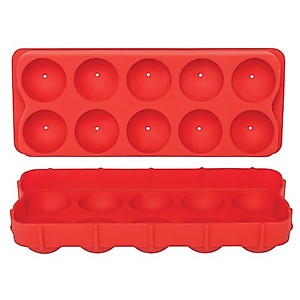 HIC Kitchen Cannonball Silicone Ice Cube Tray, European-Grade, Non-Stick, Makes 10 Large Ice Balls