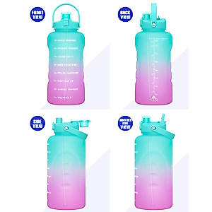 HydroPal Water Bottles with Straw, 128 oz Gallon Water Bottle Water Jug BPA Free Leak-proof Sports Bottle with Times to Drink Perfect for Fitness Gym Camping Outdoor (128OZ Fantasy Forest)