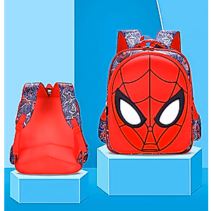 SUFRAH 13inch Cartoon Backpack Red&Blue Comic Waterproof Durable Lightweight Bookbag Fashion Causal Travel Bag