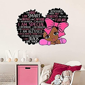 Yovkky Black Girl Magic I Am Special Inspirational Quote Wall Decal Pink Motivational Saying African American Sticker Nursery Positive Decor Baby Toddler Room Decoration Afro Kid Bedroom Playroom Art