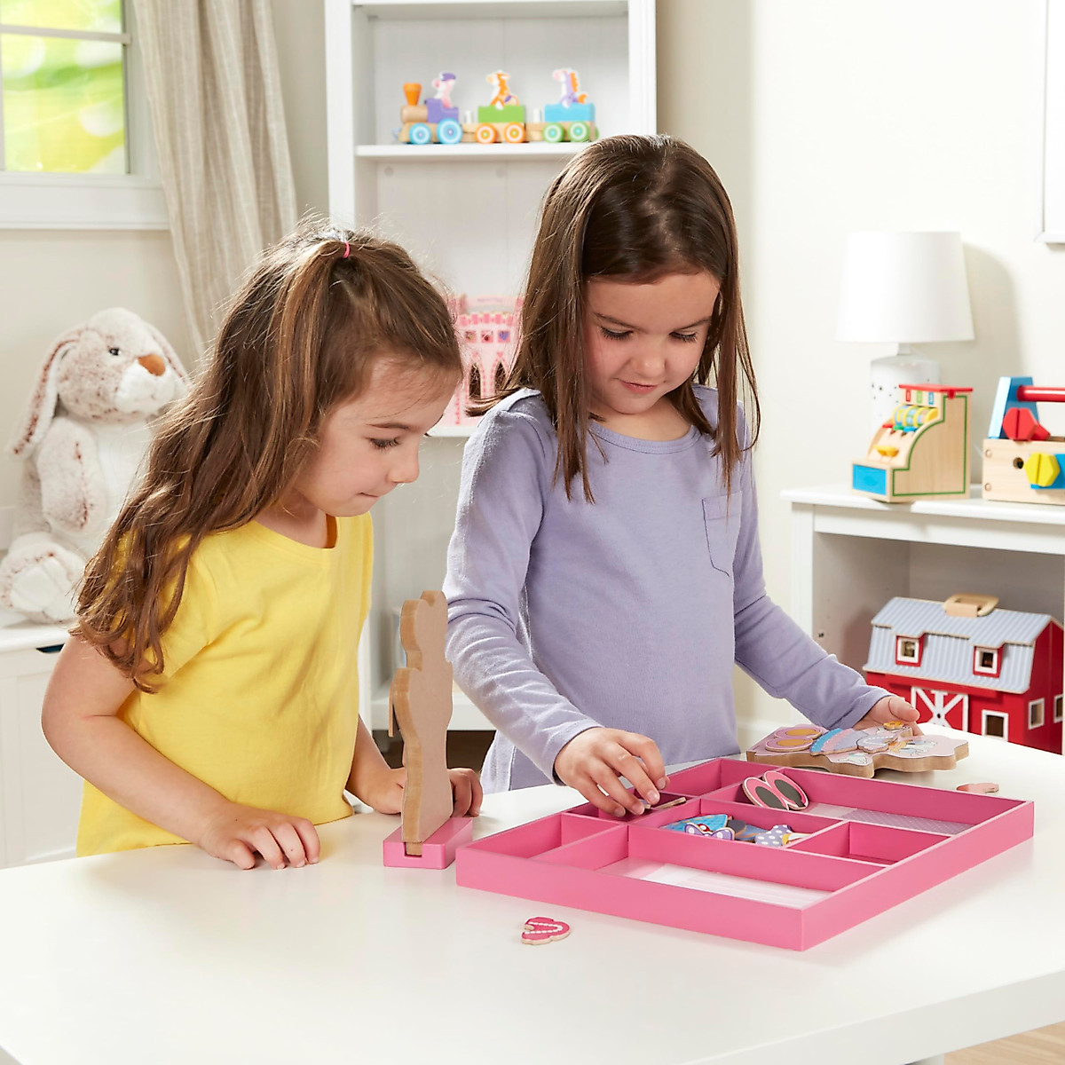 Melissa & Doug Disney Minnie Mouse and Daisy Duck Magnetic Dress-Up Wooden Doll Pretend Play Set (40+ pcs) Minnie Mouse Toys, Disney Dress Up Dolls For Preschoolers And Kids Ages 3+