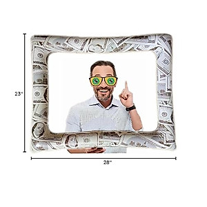 Bill Dollar Inflatable Photo Booth Selfie Frame Props Giant Money Themed Party Blow Up Picture Frame for Birthdays Casino Weddings Bachelorette Retirement Graduations Party Decorations