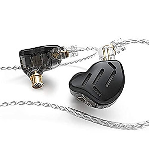 Linsoul KZ ZAX 1DD+7BA Hybrid Driver HiFi in-Ear Earphones with Zin Alloy Shell, Detachable 2 Pin 0.75mm OFC Cable(Without Mic, Black)