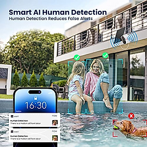 Tuck Solar Security Cameras Wireless Outdoor, 1080P HD Battery Power WiFi Surveillance Indoor Home Camera with 4 Spotlights, Color Night Vision, 2-Way Audio, Human Detection, Cloud Storage