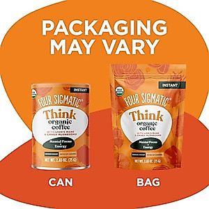 Four Sigmatic Organic Mushroom Coffee | Arabica Instant Coffee with Lion's Mane, Chaga and Rhodiola | Mushroom Coffee Instant Mix for Better Focus and Immune Support | 30 Serving Canister