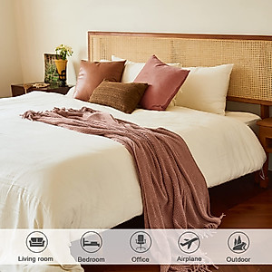 lifein Fall Pink Throw Blanket for Couch-Soft Boho Bed Throw Blankets,Cozy Chenille Knitted Throw,Small Farmhouse Lightweight Blanket&Throw for Autumn,Woman,Girl,Chair,Sofa,Home Decor(Pink,50 * 60")