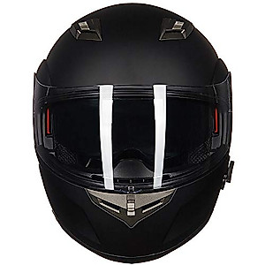 ILM Bluetooth Integrated Modular Flip up Full Face Motorcycle Helmet Sun Shield Mp3 Intercom Model 953 (L, Matte Black)