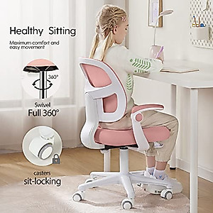 DIOSHOME Kids Desk Chair, Height Adjustable Kids Chair, Swivel Children's Study Chair. Suitable for Boys and Girls Aged 4 to 12. Use Pressure Self-Loc
