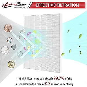 115115 HEPA Replacement Filter A Size 21 - Compatible with Winix Plasmawave C535 5300 5300-2 6300 6300-2 P300 Air Purifier(Pack of 3)