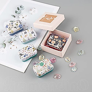 Framendino, 5 Pack Mini Trinket Coin Box Small Floral Containers with Lid for Jewelry Storage Case Tinplate (Random Color)