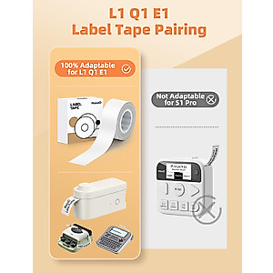 MakeID White Label Maker Tape Adapted Label Print Paper Refills Standard Laminated Office Labeling Tape Replacement 0.63'' x 13' (16mm x 4m) Work with Label Maker Model L1 Q1 E1