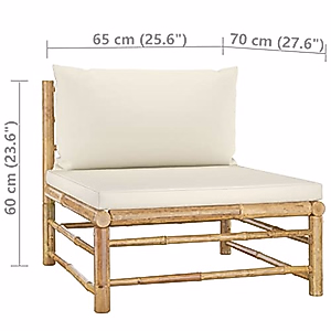 Higsose 3 Pcs Patio Lounge Set with Cream White Cushions Bamboo Lounge Chairs for Outside Outdoor Lounge Chairs Chaise Lounge Patio Lounge Chair Outdoor Lounger Bamboo Chair Bamboo Patio Furniture