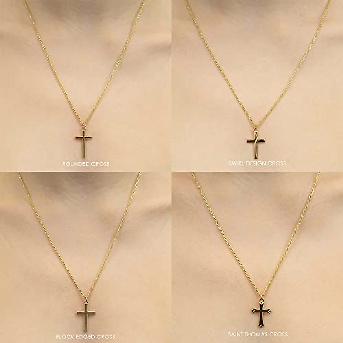 JULIETTE COLLECTION 14K Yellow Gold Rounded Edge Cross Religious Pendant/Charm for Men and Women