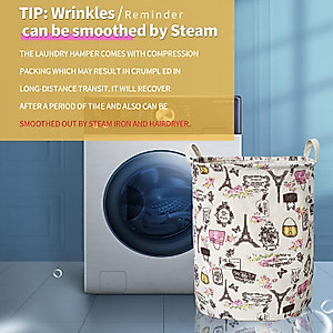 Aouker Merdes 19.7’’ Waterproof Foldable Laundry Hamper, Dirty Clothes Laundry Basket, Linen Bin Storage Organizer for Toy Collection(Paris)