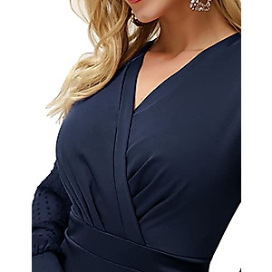 GRACE KARIN Womens Cocktail Dress Sexy Deep V Pluange Clubwear Wedding Guest Dress M Navy Blue