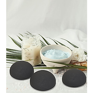 The Beauty Shelf Konjac Sponge (3 Pack) Activated Bamboo Charcoal. Facial Cleansing & Exfoliating Beauty Sponges