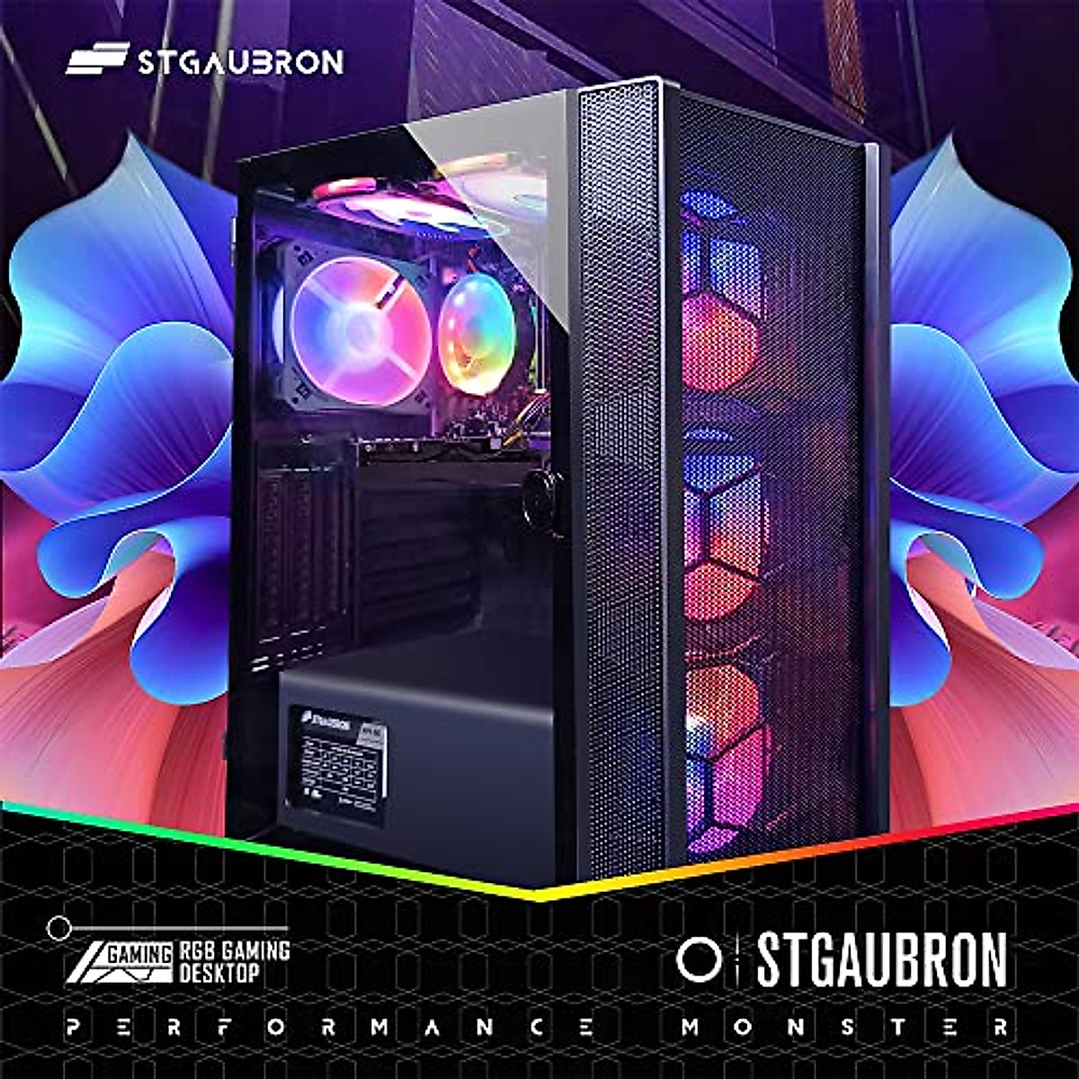 STGAubron Gaming Desktop PC,Intel Core i5-10400F up to 4.3G,GeForce RTX 2060 Super 8G GDDR6,16G DDR4,1T SSD,WiFi,BT 5.0,RGB Fan x6,RGB Keybaord&Mouse&MS Pad,RGB BT Sound Bar,RGB BT Gaming Mic,W11H64