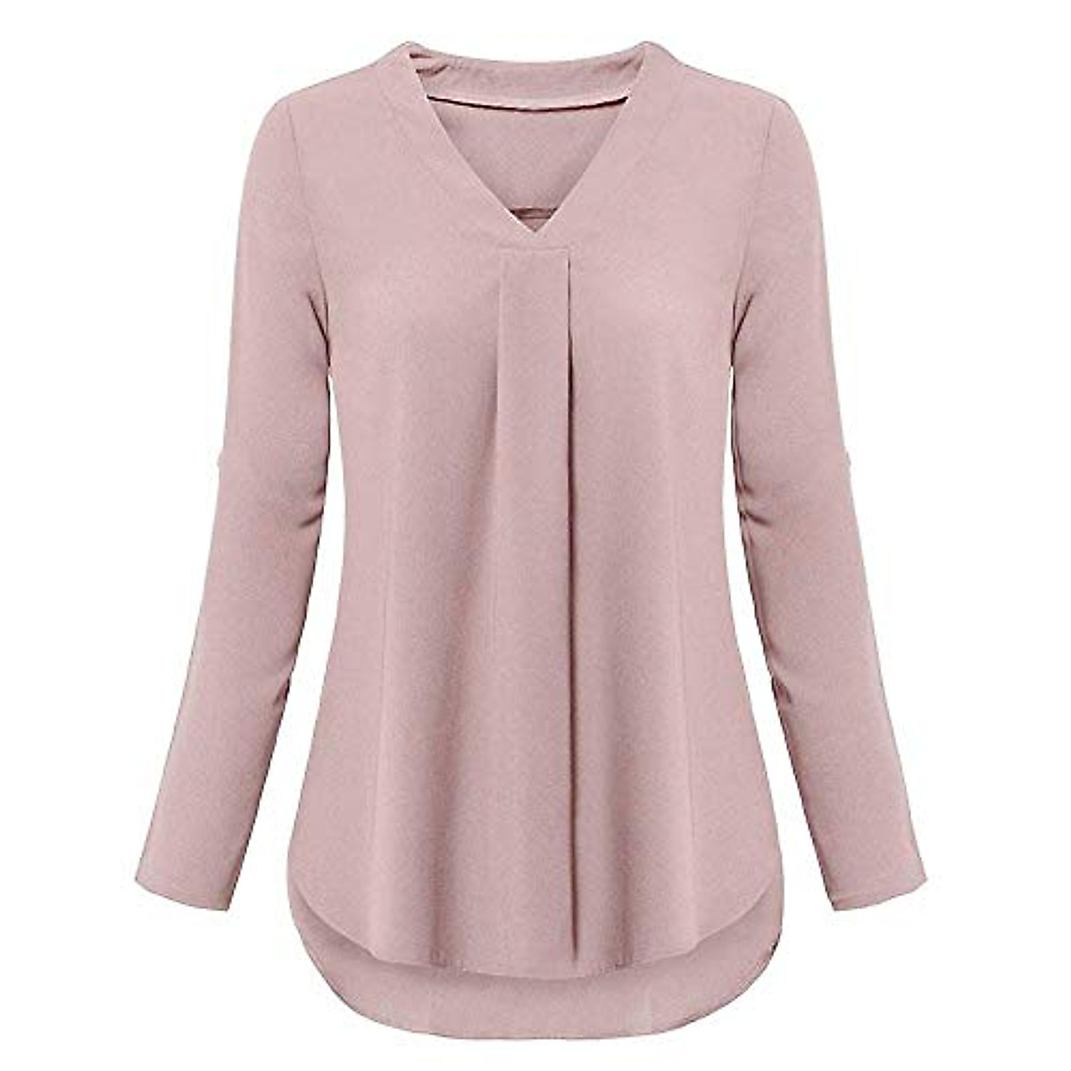 Hemlock Women V Neck Blouse T Shirt Long Sleeve Office Work Shirts Tees Plus Tops Tanks Pullovers Coats XL Pink