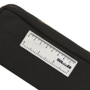 Trilly Canvas Pencil Case Pouch with Ruler I Larger Capacity Simple Pencil Pouch I School Small Pencil Bag For Boys & Girls I Holds Pencil, Pen, Personal Items & Desk Organizer Cute Pen Pouch Black