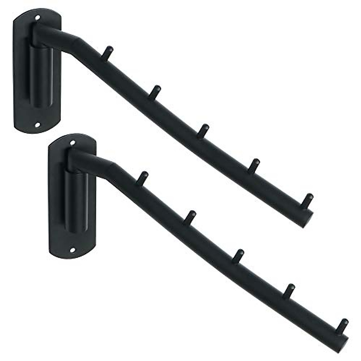 Alise Garment Rack Folding Clothes Hanger Rack Stainless Steel Black Garment Hooks,Clothing and Closet Rod Storage Organizer for Laundry Room Bedrooms Bathrooms,Pack of 2