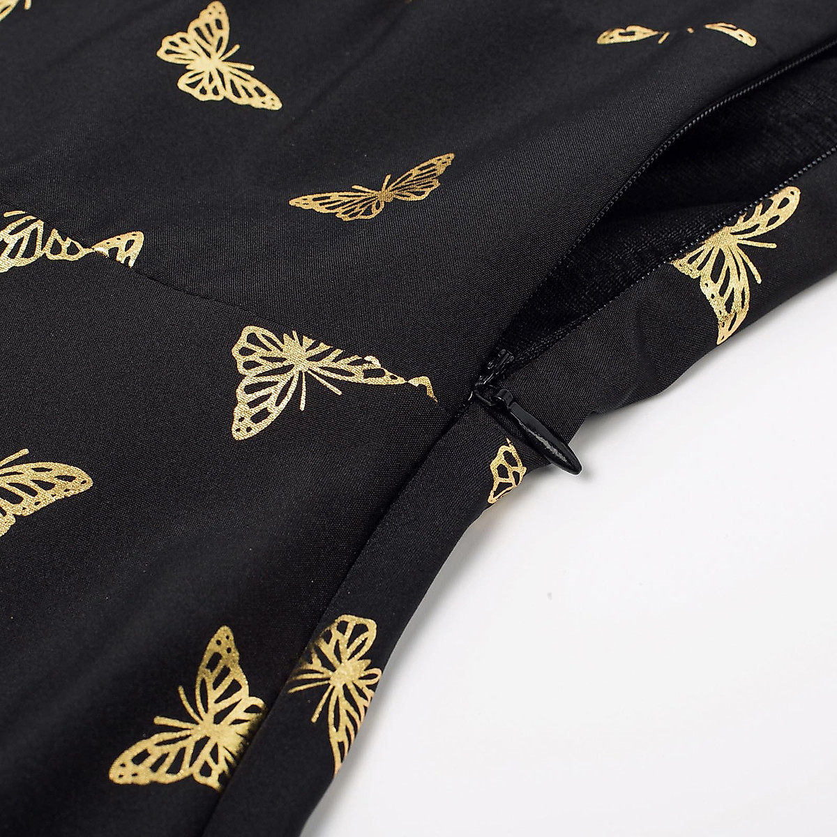 Belle Poque Black Butterfly Print A-line Swing Wedding Guest Cocktail Party Christmas Dresses 1950s Vintage Sleeveless Dress XL