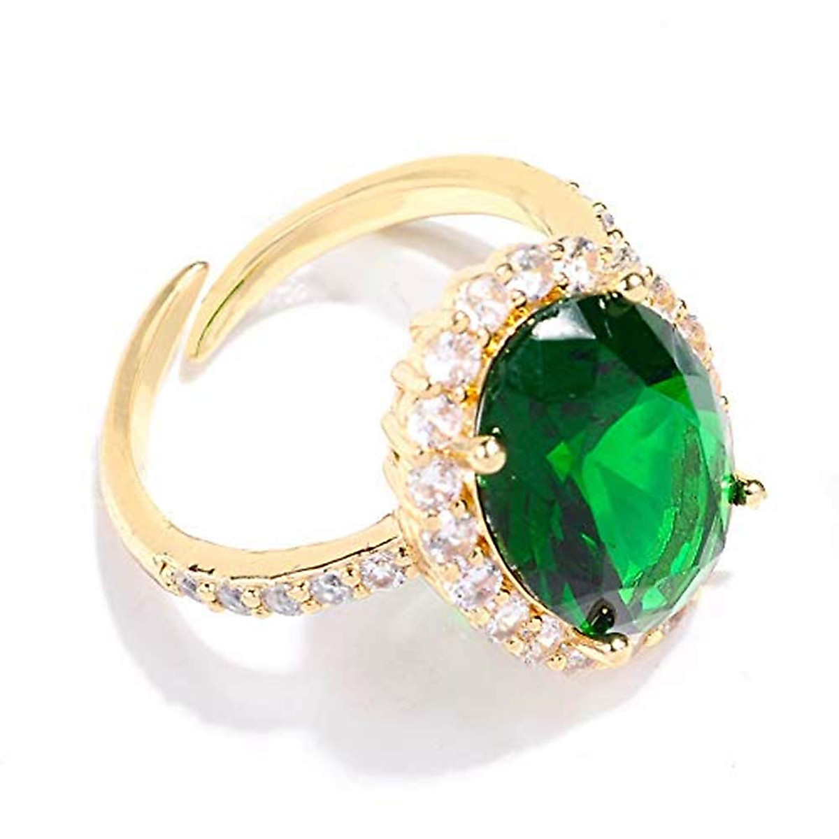 Artilady Cz Emerald Rings for Women - Simulated Emerald Solstice Ring AAAA Cubic Zirconia Open Band Rings, Adjustable for US 5-9 (Emerald Green, Adjustable)