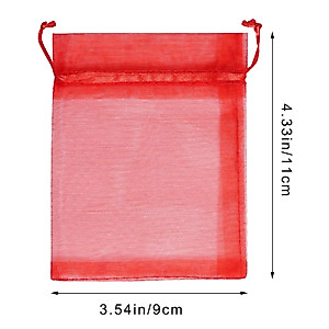 choyaxo 150PCS Organza Bags Satin Drawstring Halloween Christmas Valentine's Day Candy Jewelry Bags for Wedding Party Birthday 3.54x4.33inch/ 9x11cm (red-rose red-pink)