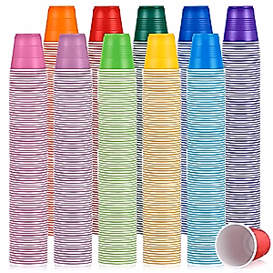 1000 Pack 3.4 Oz/100 ml Plastic Party Kids Cups Bulk Colored Mini Plastic Shot Glasses Disposable Bathroom Cup Small Drinking Cups Tasting Cups for Graduation Bridal Party Baby Shower, 10 Colors