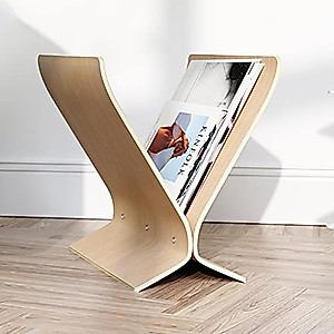 Storage Newspaper Baskets Magazine Rack Yellow Hotel Wooden Rack Home X-Shaped Furniture Stand Study Room Newspaper Rack (Color : Yellow, Size : 401939cm)