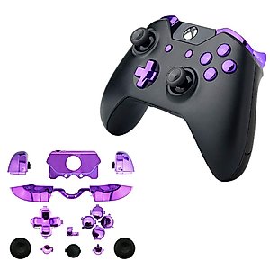 for Xbox One Elite Replacement Full Buttons Bumper Triggers T6 T8 Screwfor Xbox One Controller with 3.5mm Jack (Chrome Purple)