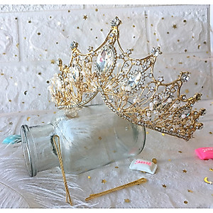 Women Baroque Queen Crown, Gold Princess Tiaras and Crowns Wedding Tiara and Crown for Bride Crowns for Women Adult and Girls - Prom Birthday Halloween