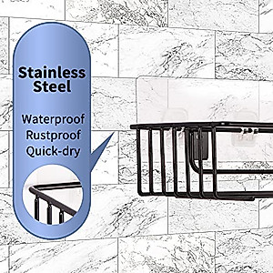 WOSOMOK Shower Caddy Rustproof Bathroom Organizer Shelf in Adhesive or Screws 2-Pack Stainless Steel No Drilling Shower Basket for Inside Shower & Kitchen Storage