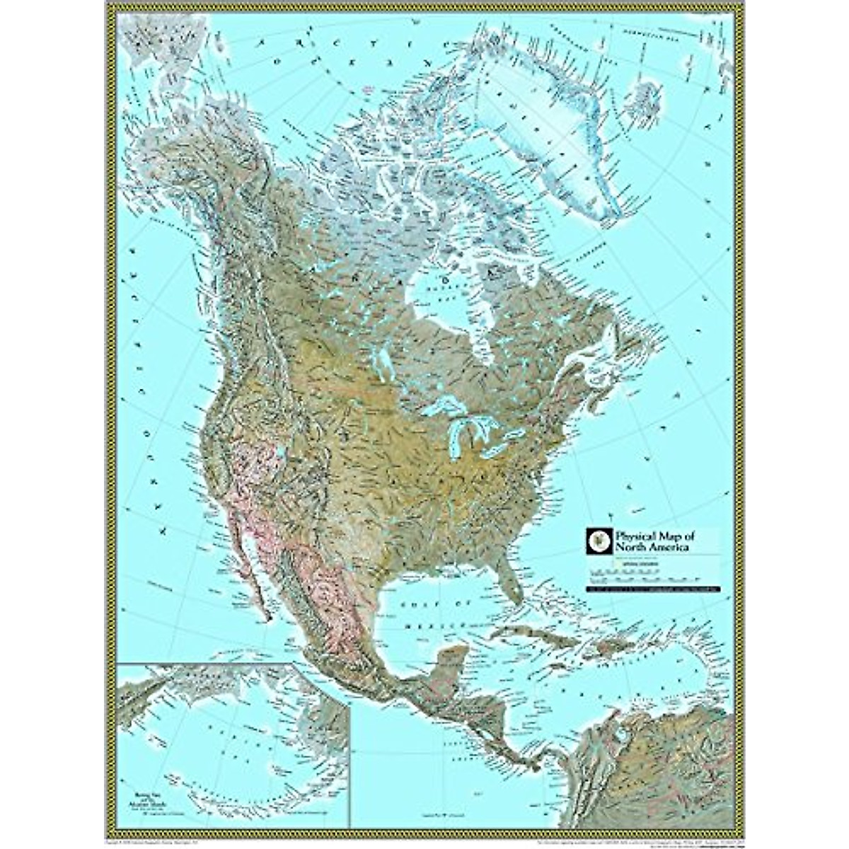24"x31" Physical Map - North America Physical Atlas Wall Map [Photot Paper]