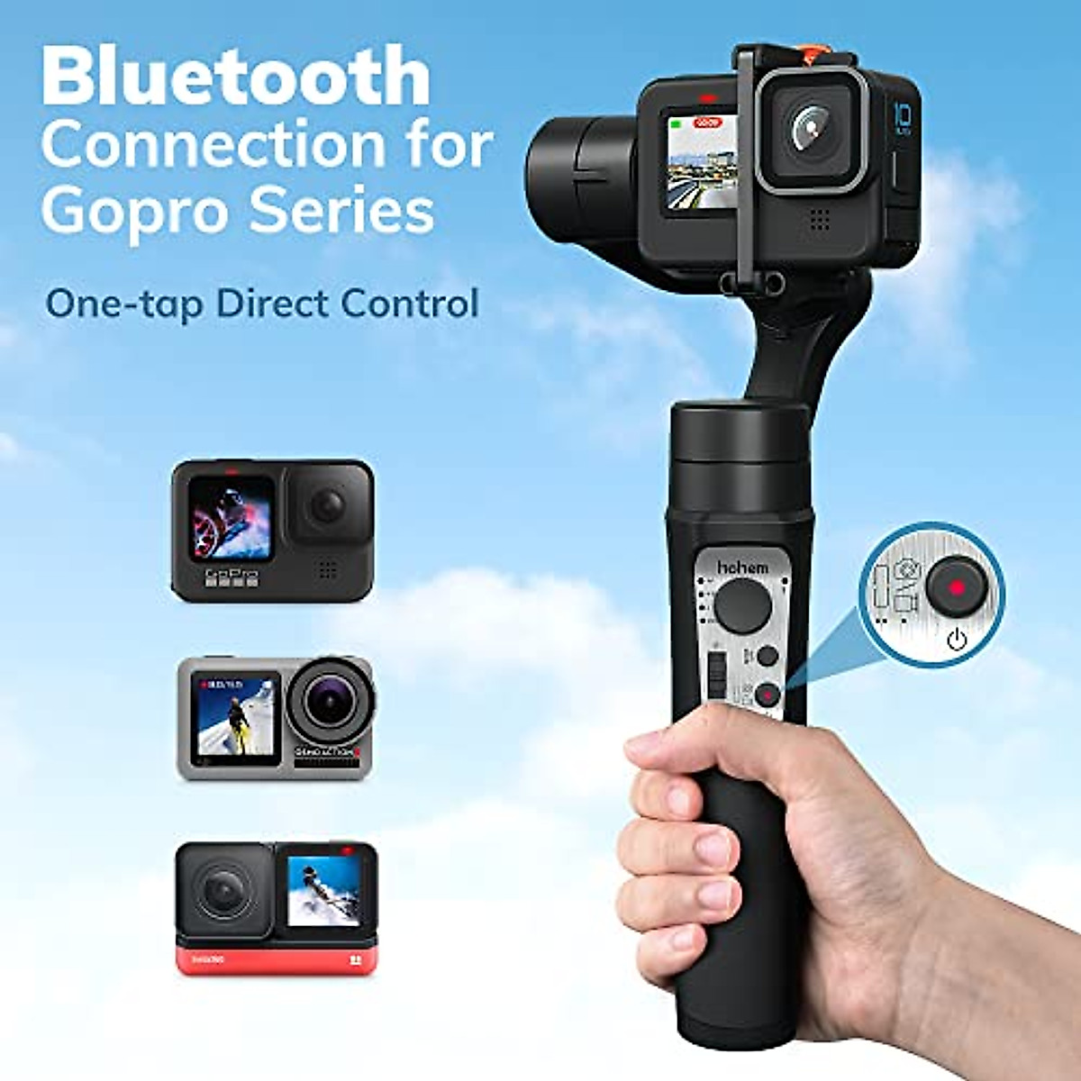 3 Axis Gimbal Stabilizer, Handheld Tripod Mount for Video Recording, Bluetooth Control, Compatible with YI Cam, Insta 360, Sony RX0, Gopro Hero 11/10/9/8/7/6/5, Osmo Cameras, hohem iSteady Pro4